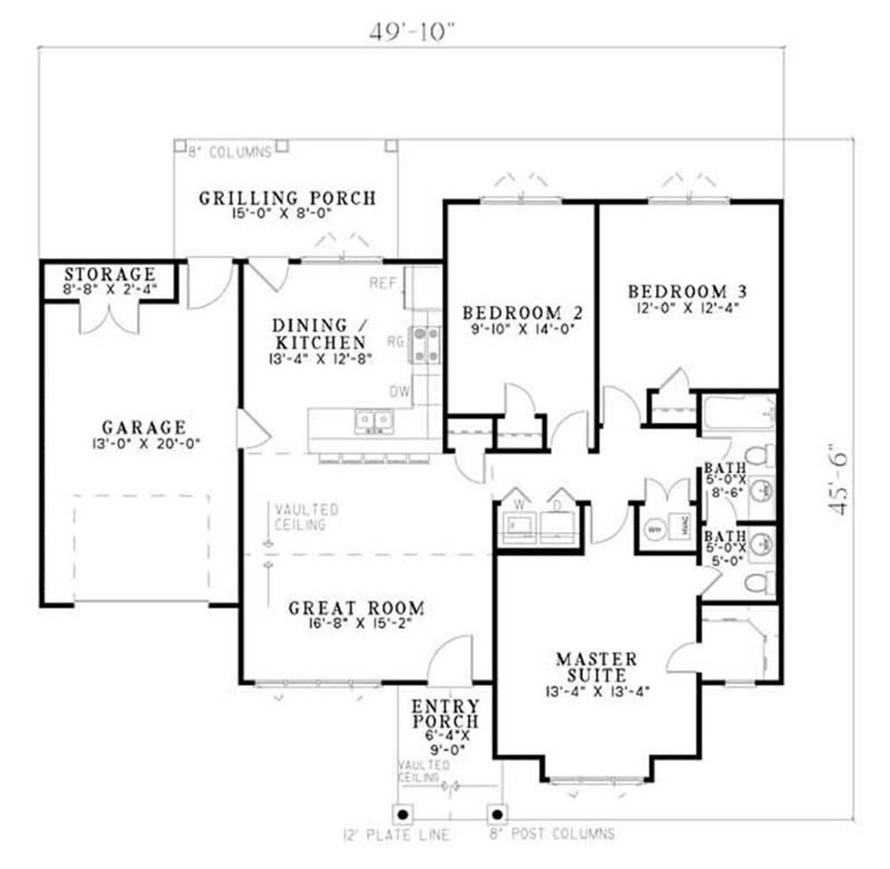 Vacation Cabin House Plan - 3 Bed, 1.5 Bath, 1212 Sq Ft - #153-1718