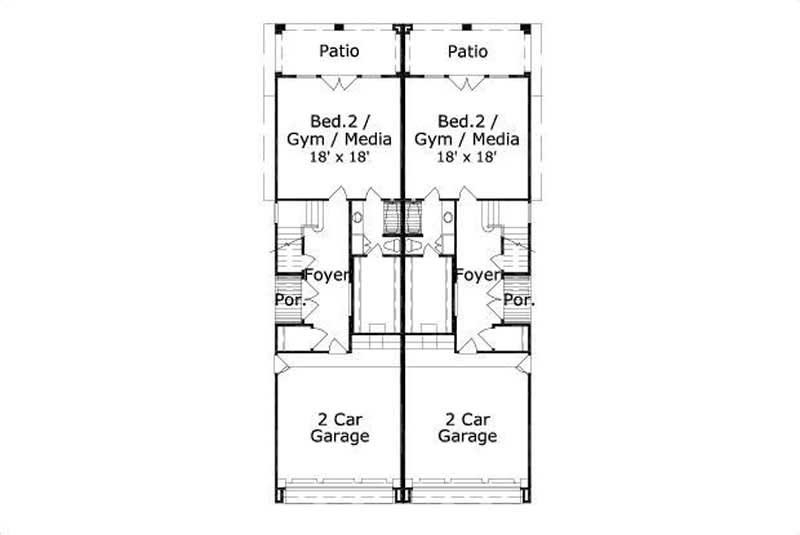 Multi-Unit Floor Plan - 3 Bedrms, 3.0 Baths - 3,173 Sq Ft - Plan #156-1677