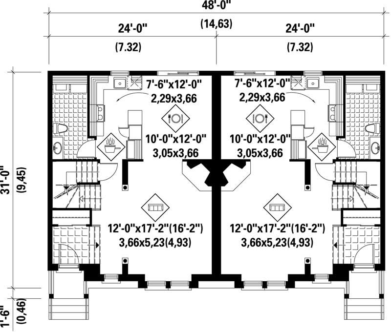 Multi-Unit House Plans - Home Design PI-DNC228000A # 17931