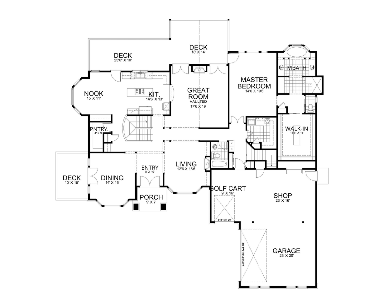 European House Plan - 2 Bedrms, 3 Baths - 2691 Sq Ft - #162-1116