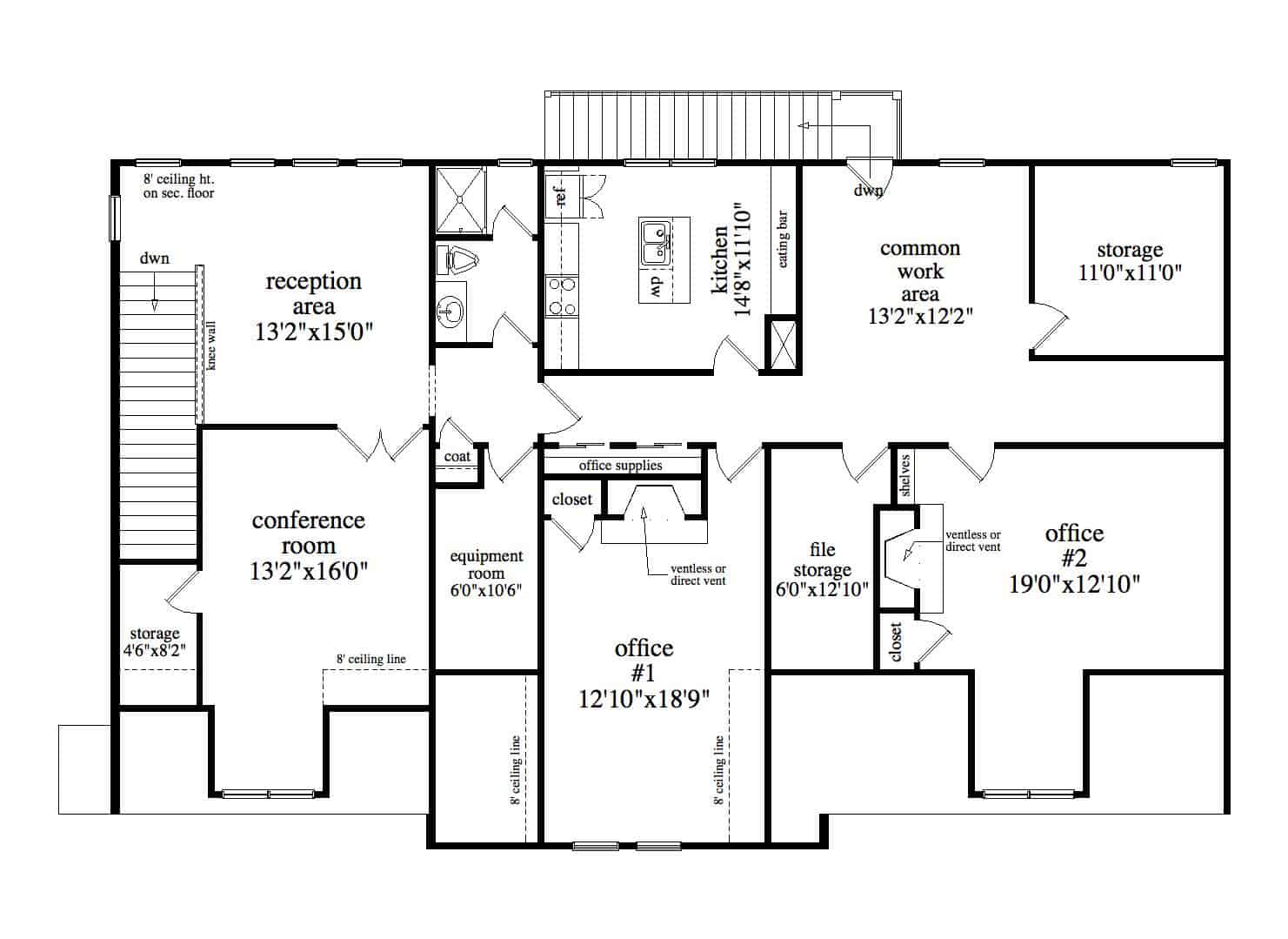 3-Car Garage Plan with 2193 Sq Ft Office Above - #163-1090