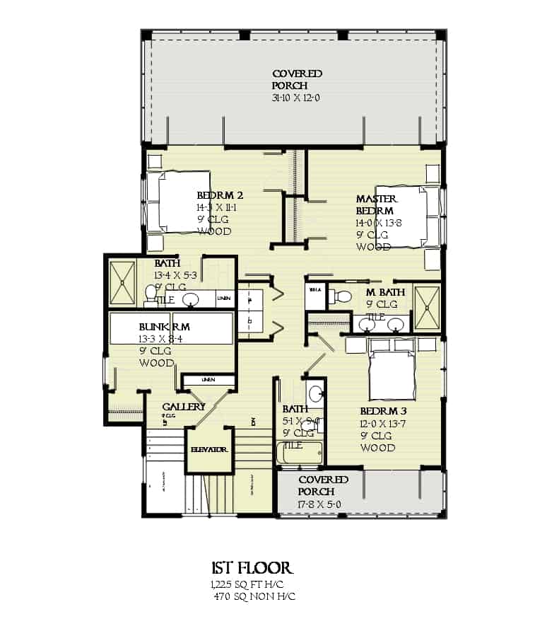 Beachfront Home Plan - 4 Bedrms, 3.5 Baths - 2593 Sq Ft - #168-1165