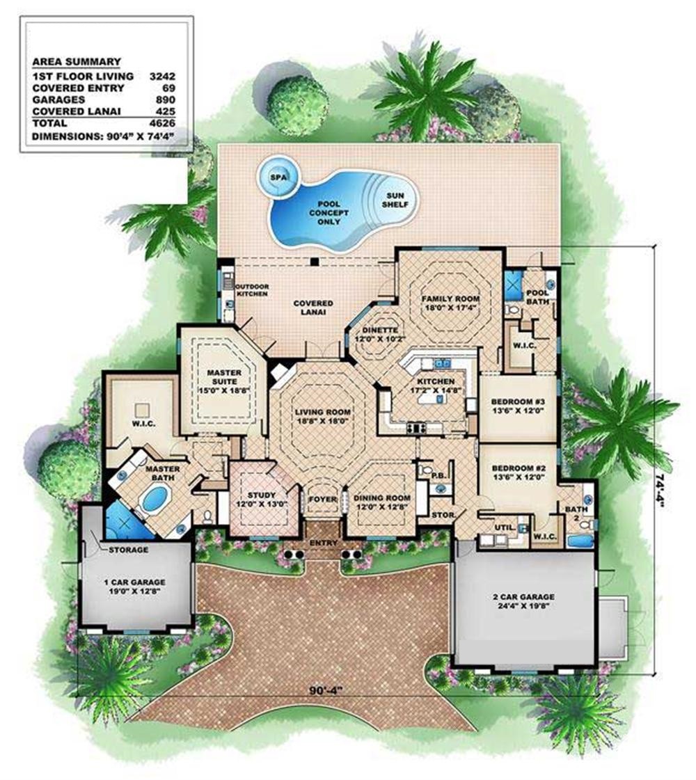 Country Floor Plan - 3 Bedrms, 3.5 Baths - 3242 Sq Ft - #175-1026