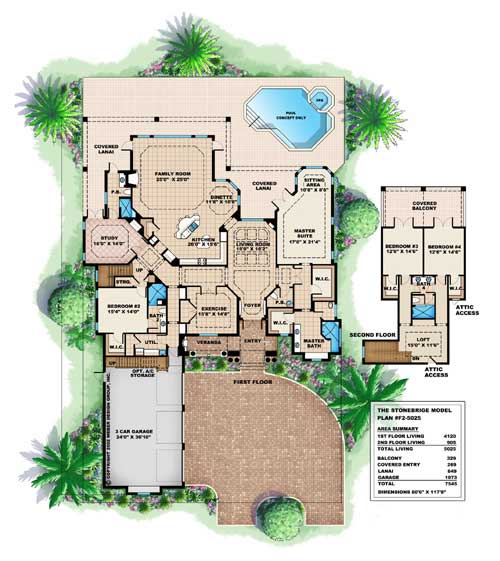 Luxury Homeplans: Mediterranaen Design Stonebridge Model