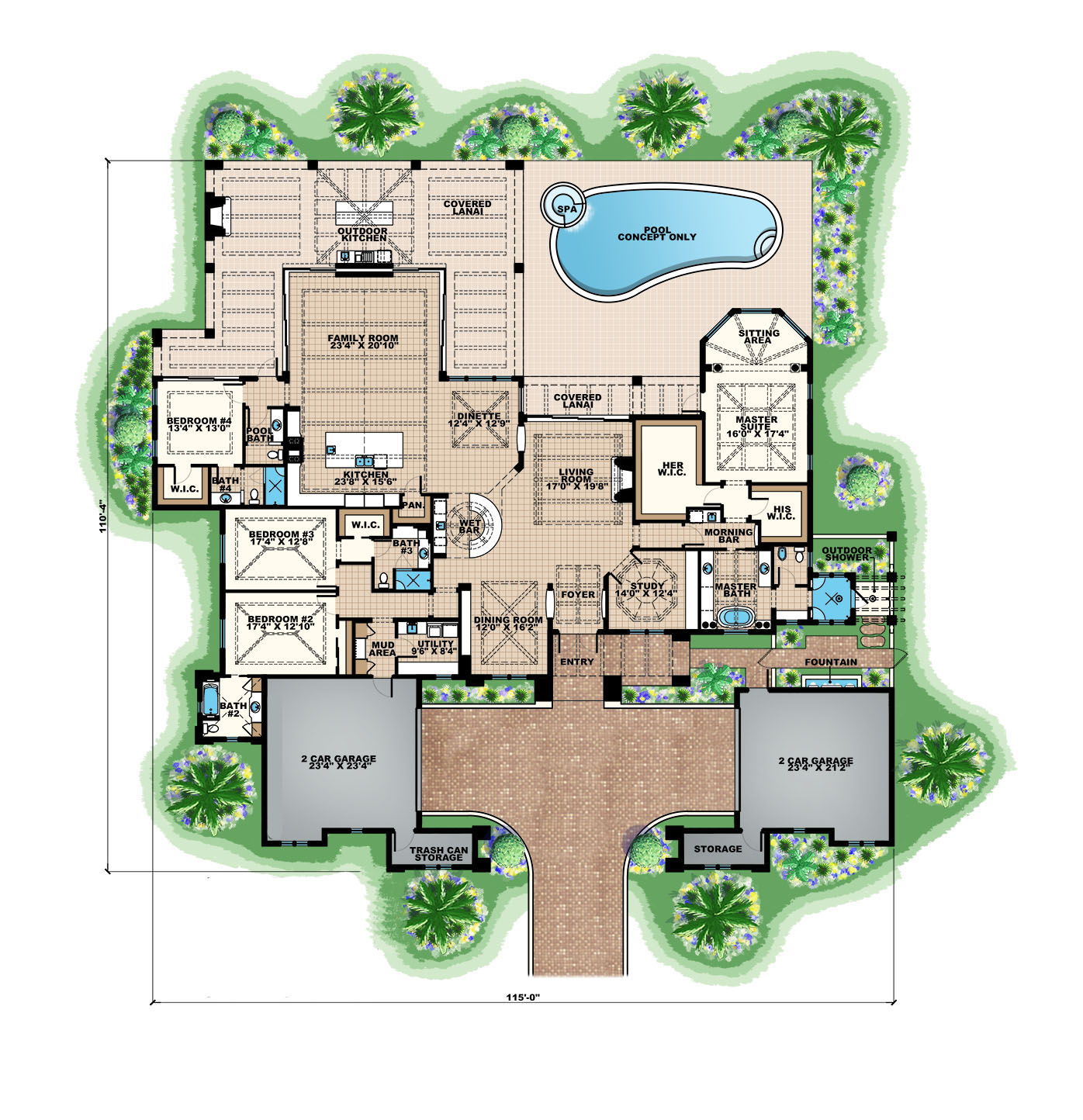 Coastal Style House - Plan #175-1131: 4 Bedrm, 4817 Sq Ft Home