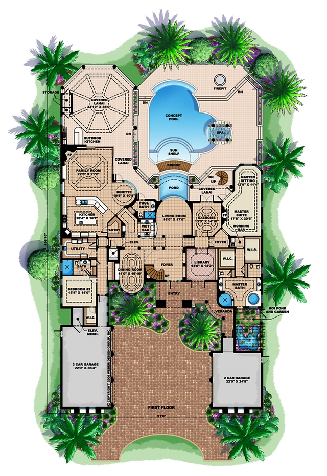 5 Bedrm, 6718 Sq Ft Mediterranean House Plan #175-1183