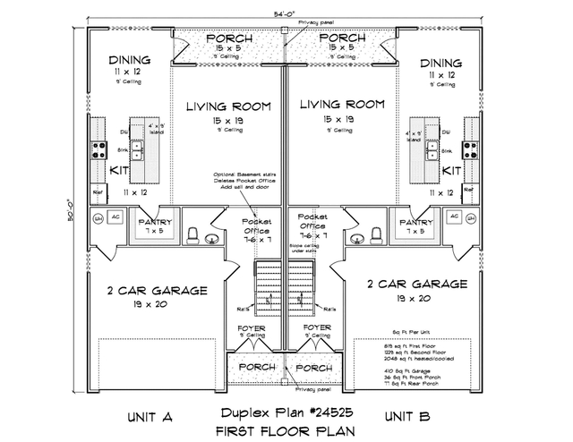 Modern Duplex PlanL: 8 Bedrm, 4096 Sq Ft Per Unit #178-1505