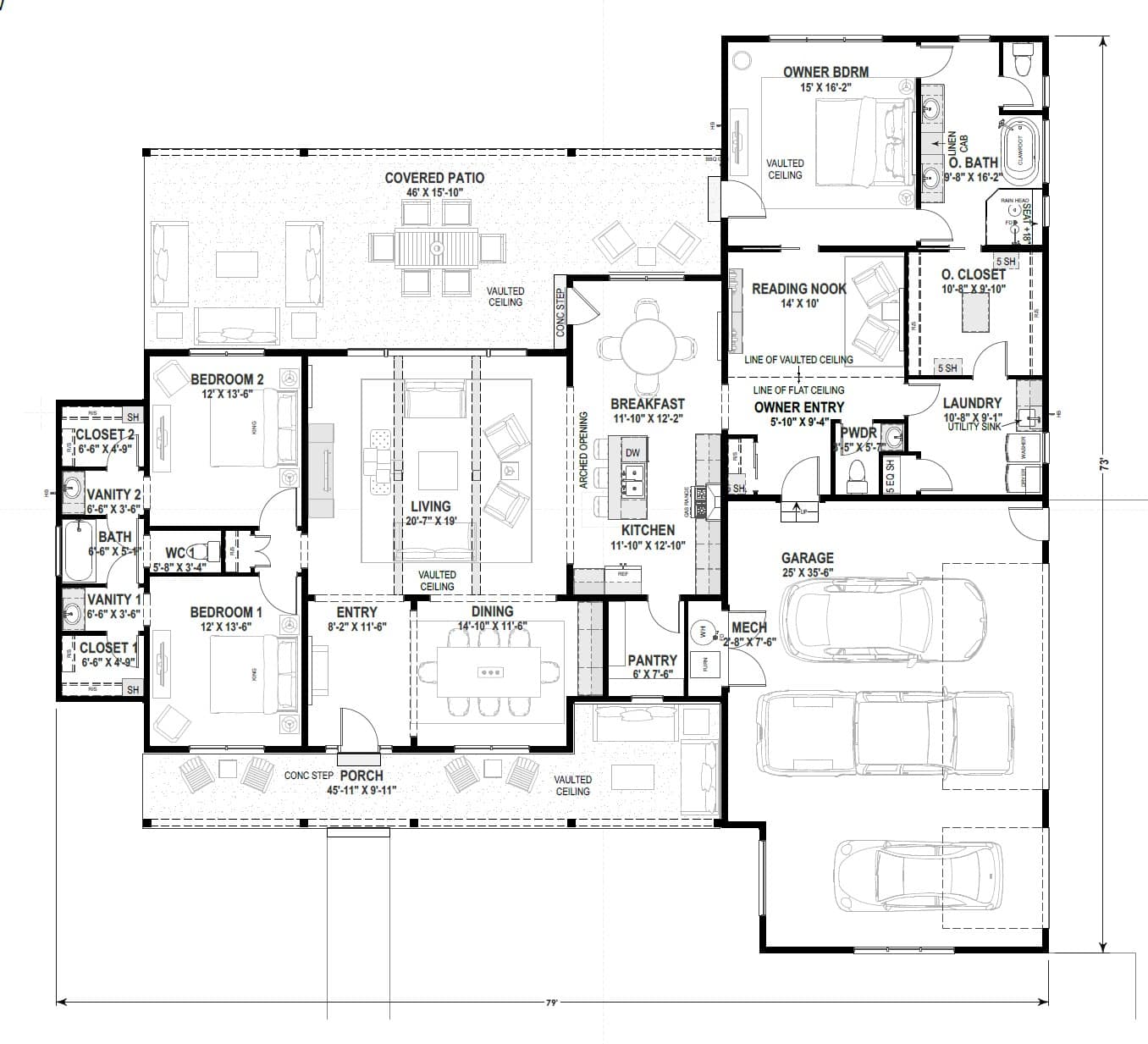 Modern Floor Plan - 3 Bedrms, 2.5 Baths - 2589 Sq Ft - #194-1078
