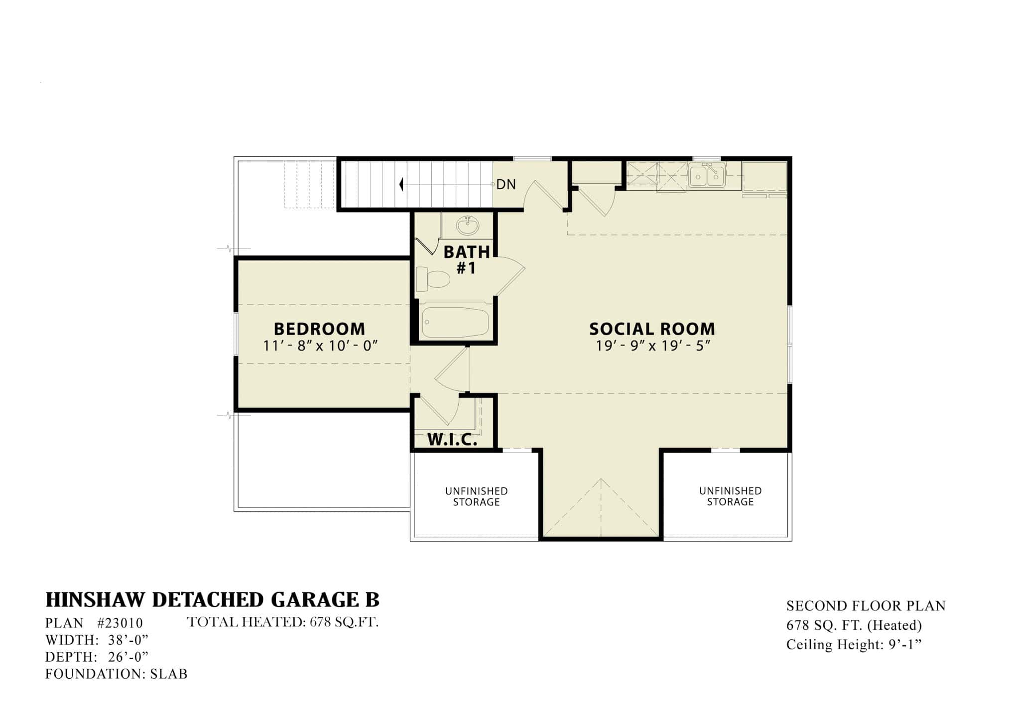Garage w/Apartments with 3-Car, 1 Bedrm, 665 Sq Ft | Plan #198-1180