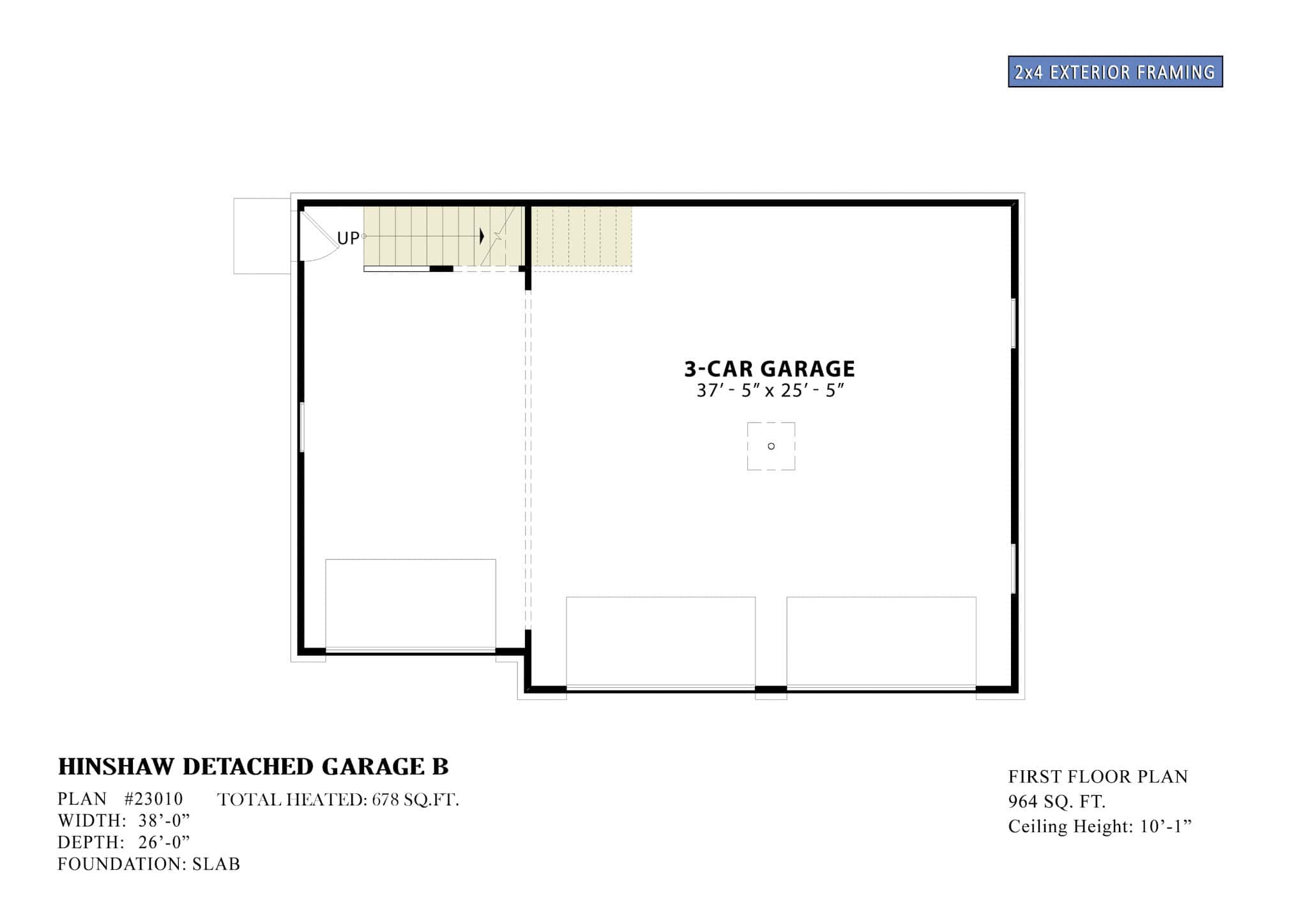 Garage w/Apartments with 3-Car, 1 Bedrm, 665 Sq Ft | Plan #198-1180