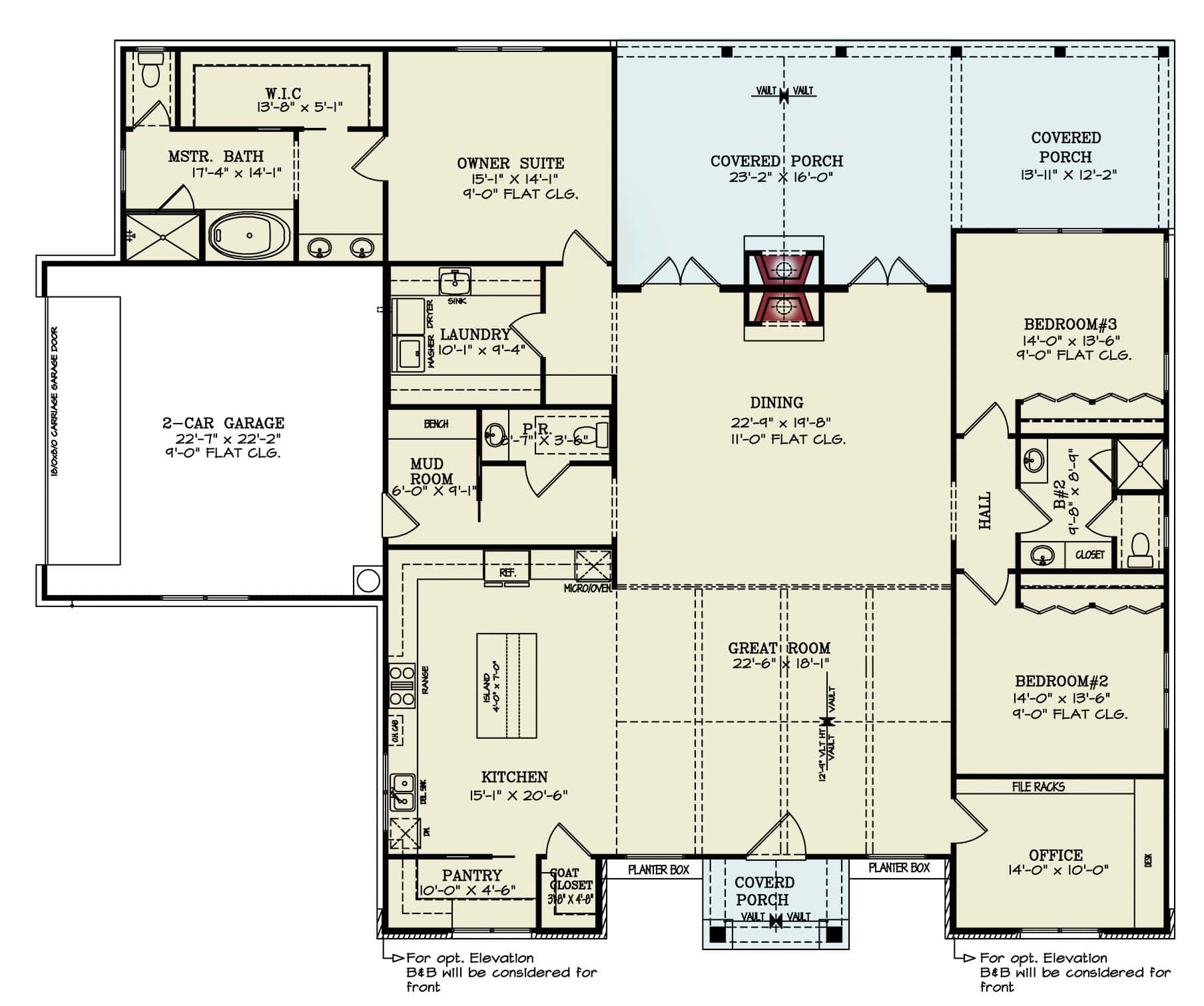 Rustic Home Plan - 3 Bedrms, 2.5 Baths - 2743 Sq Ft - #198-1187