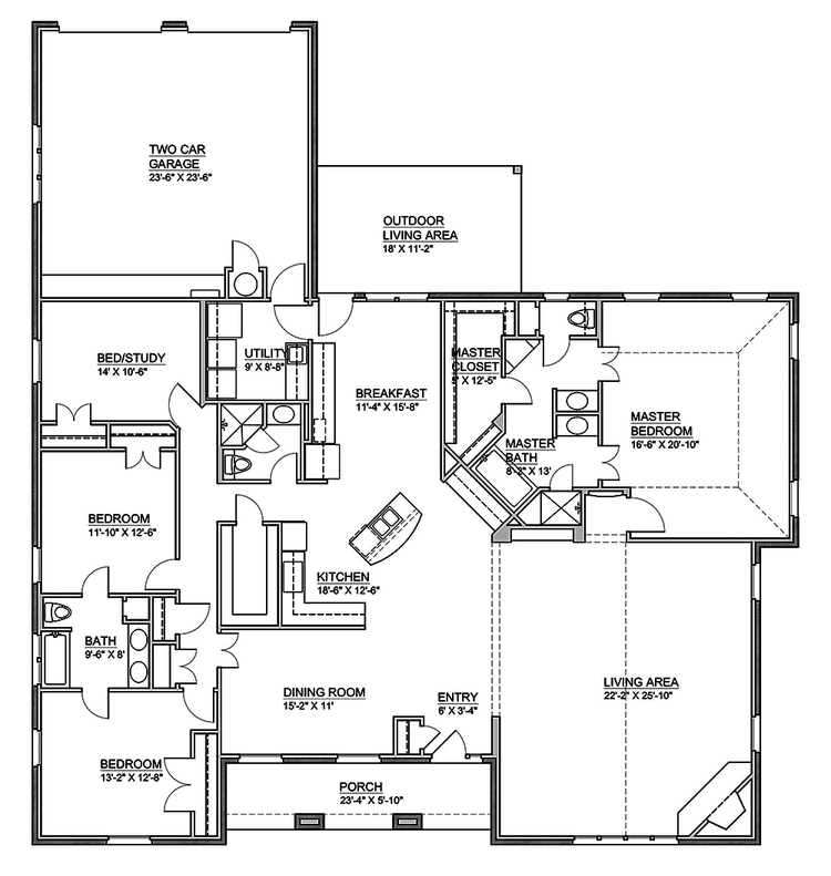 Traditional Floor Plan - 4 Bedrms, 3 Baths - 3000 Sq Ft - #199-1013