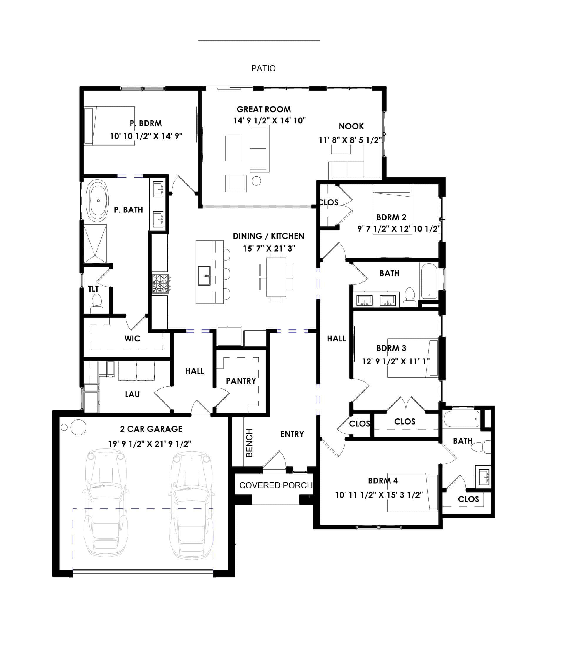 Traditional House Plan - 4 Bedrms, 3 Baths - 2079 Sq Ft - #223-1001