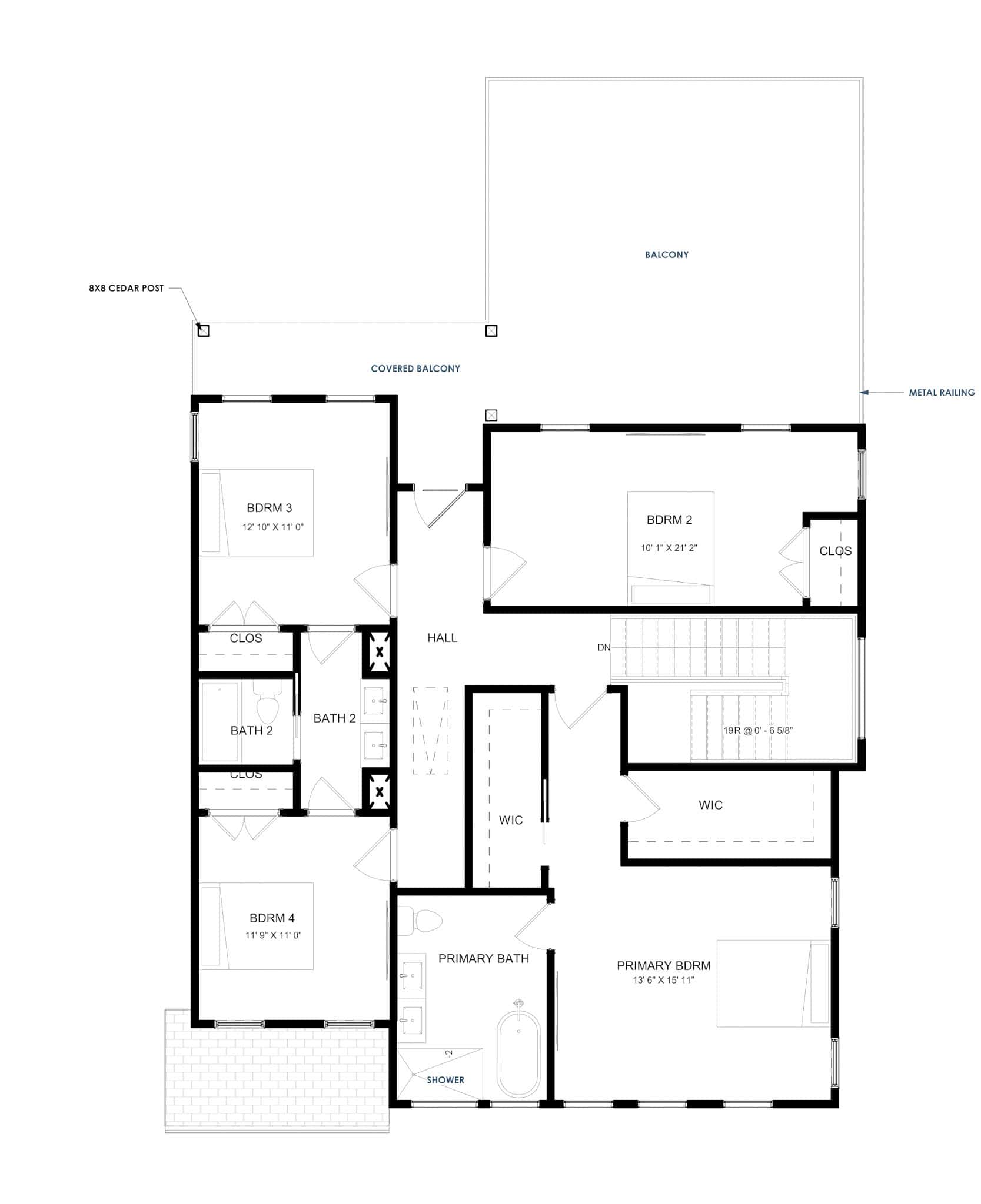 Contemporary Floor Plan - 4 Bedrms, 2.5 Baths - 2451 Sq Ft - #223-1021