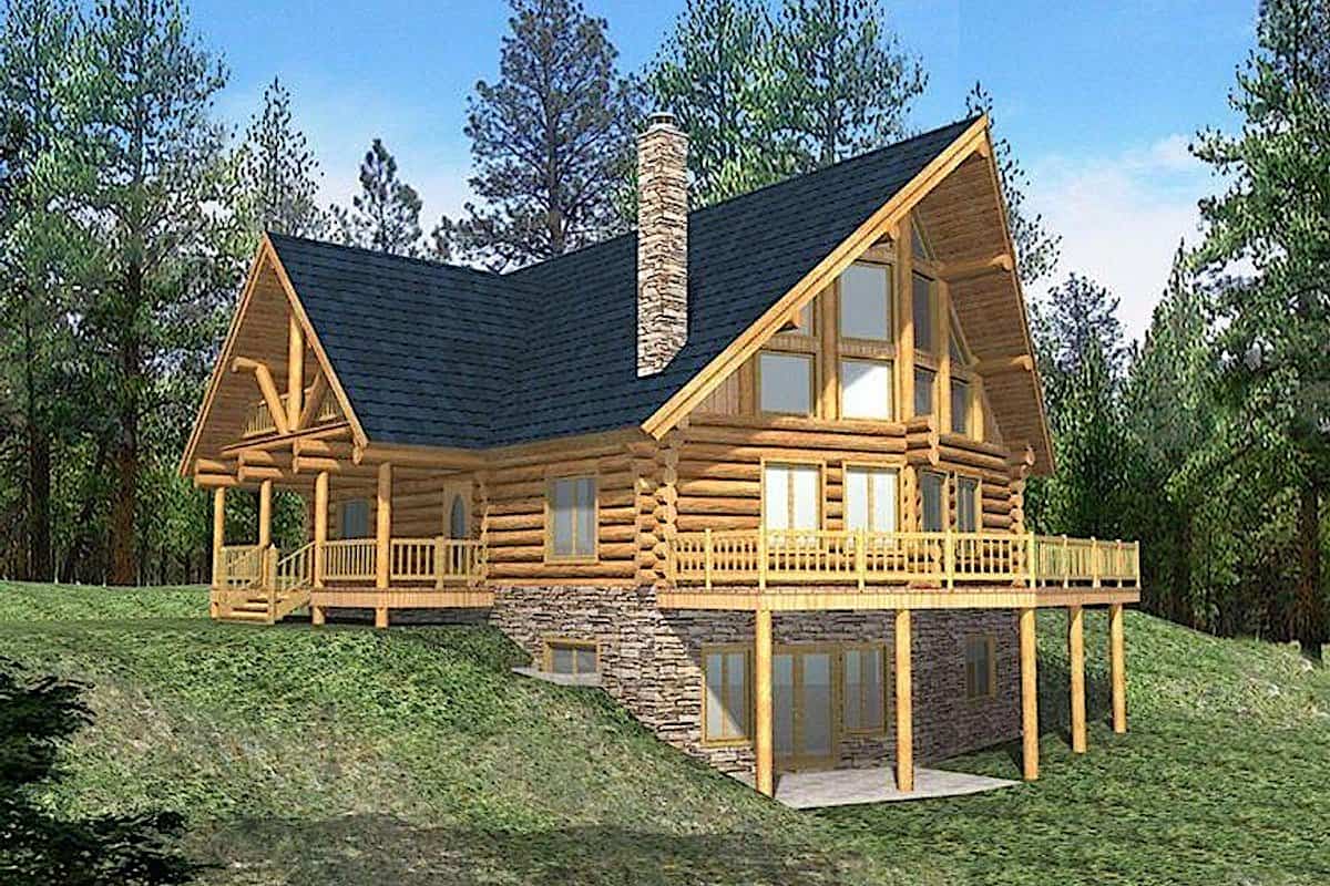 Log Cabin Home - 4 Bdrm, 3 Bath, 3725 Sq Ft - Plan #132-1293