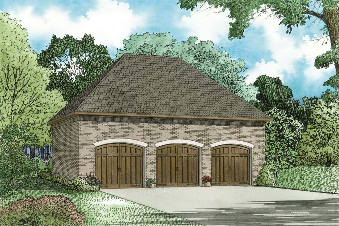 Garage with 3-Car, 887 Sq Ft | Plan #153-2130