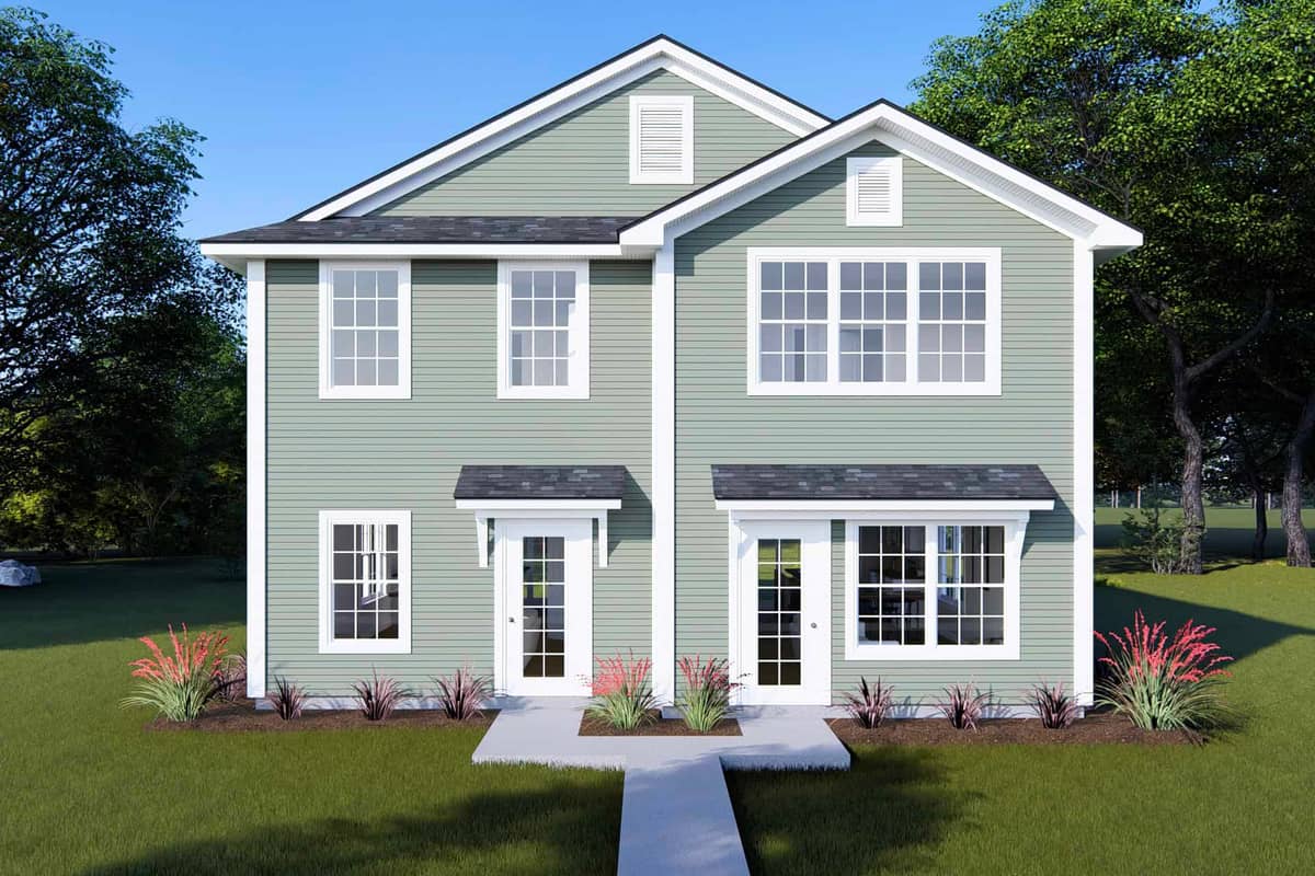 Cottage Duplex Plan: 2 Bedrm, 1120 Sq Ft Per Unit - #178-1442