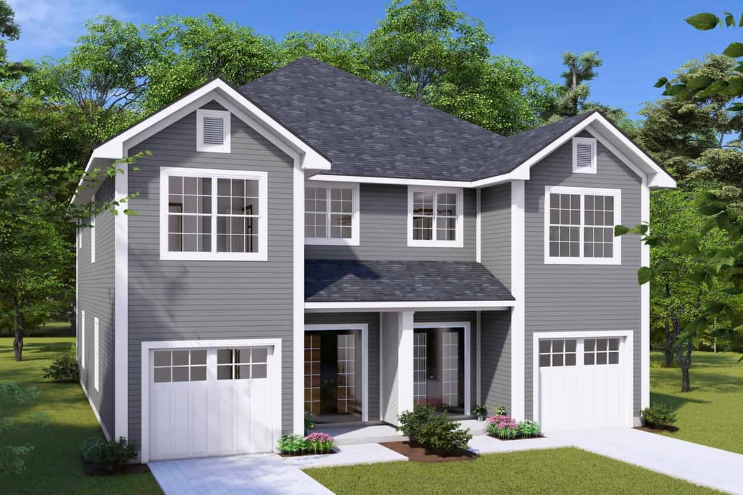 Cottage Duplex Plan: 3 Bedrm, 1567 Sq Ft Per Unit - #178-1445