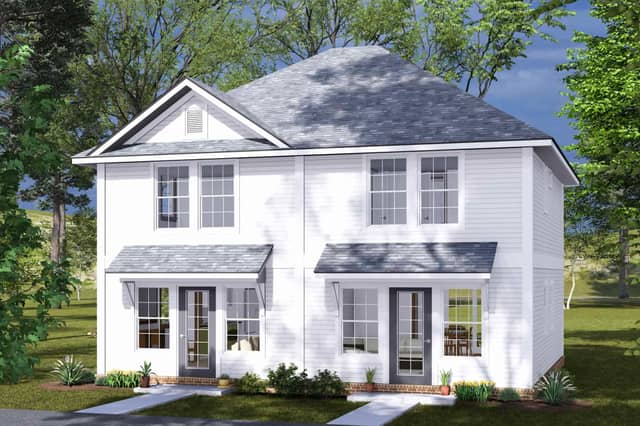 Cottage Duplex Plan: 2-Bedrm, 896 Sq Ft Per Unit #178-1484