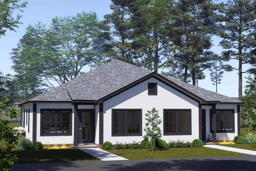 Cottage Duplex Plan: 4 Bedrm, 1352 Sq Ft Per Unit - #178-1568