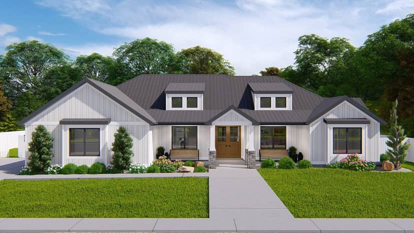 Ranch Home Plan - 3 Bedrms, 2.5 Baths - 2564 Sq Ft - #187-1193