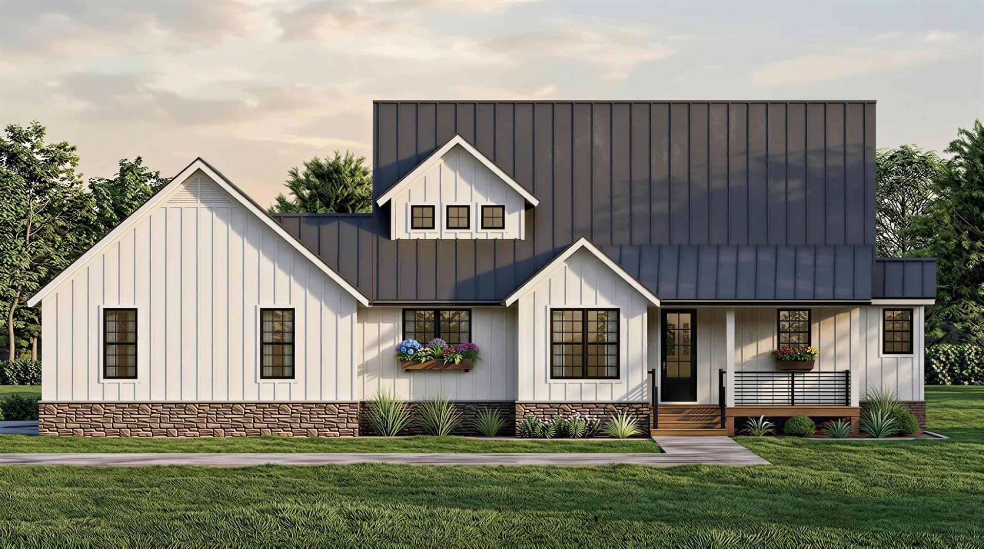 Modern Farmhouse House Plan with Detached Garage - 1935 Sq Ft, 3 Beds ...