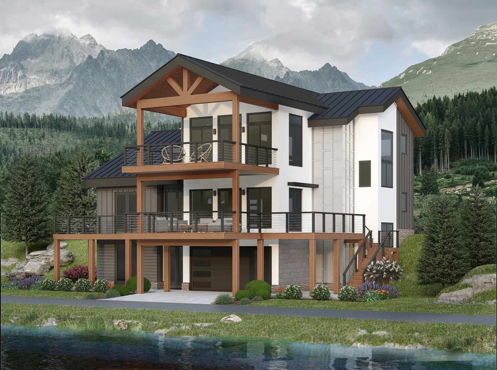 Modern House Plan with Elevator and Walkout Basement - 2668 Sq Ft, 4 ...