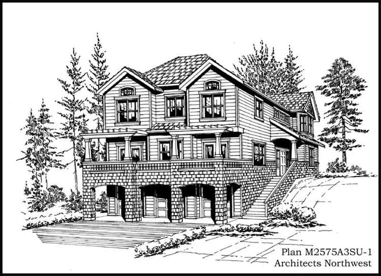 Traditional, Multi-Level House Plans - Home Design CD-M2575A3SU-1 # 14747