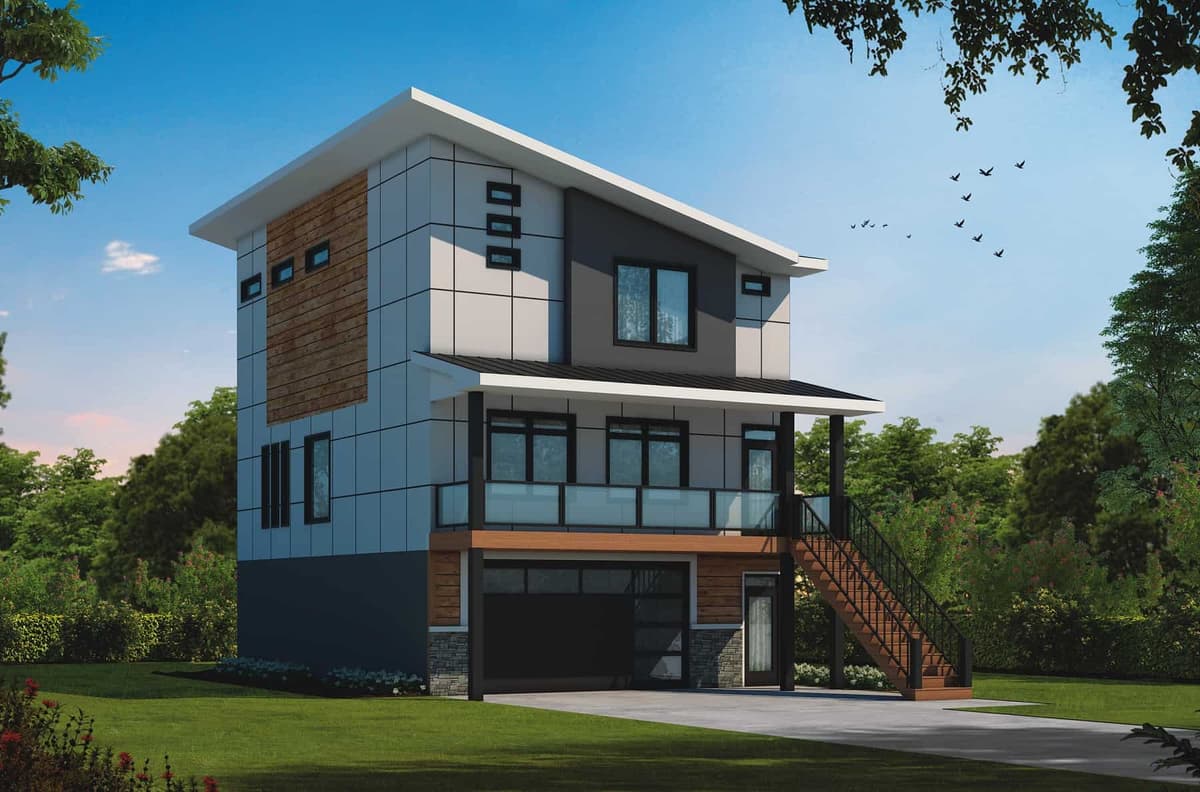 Contemporary Home Plan - 3 Bedrms, 3.5 Baths - 2031 Sq Ft - #120-2752