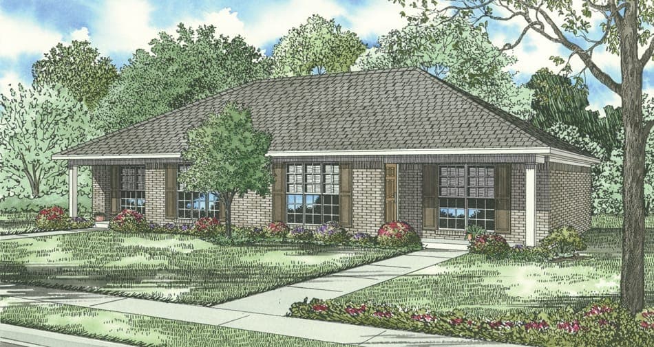 Duplex Ranch Plan with Total of 4 Bedrms, 1636 Sq Ft - #153-1391