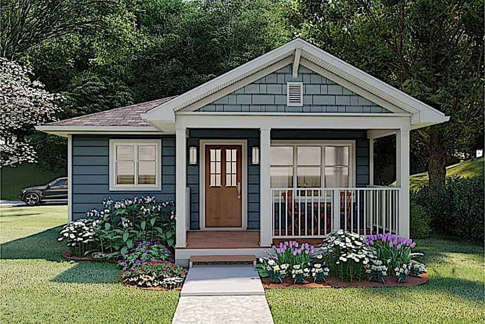 1-Bedroom Tiny Ranch Home - 1 Bath, 624 Sq Ft - Plan #177-1054