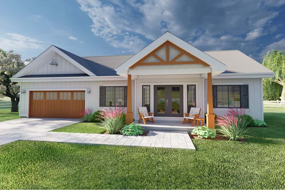 Small Ranch Home Plan - 2 Bed, 2 Bath - 928 Sq Ft - Plan #177-1057