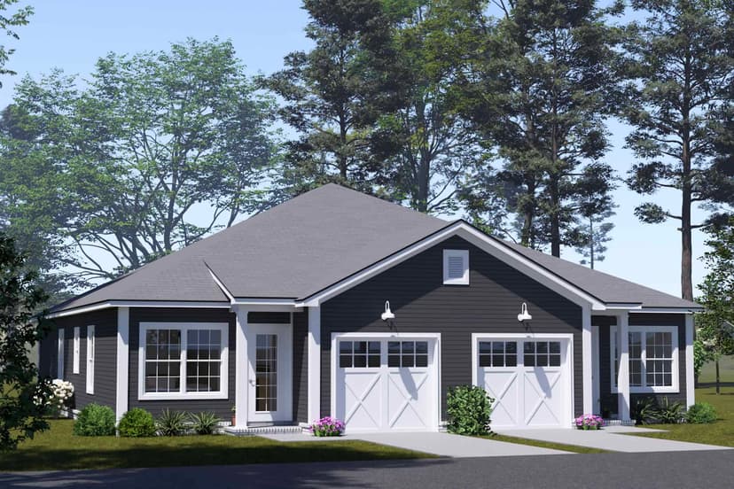 Cottage Duplex Plan: 3 Bedrm, 1120 Sq Ft Per Unit - #178-1567