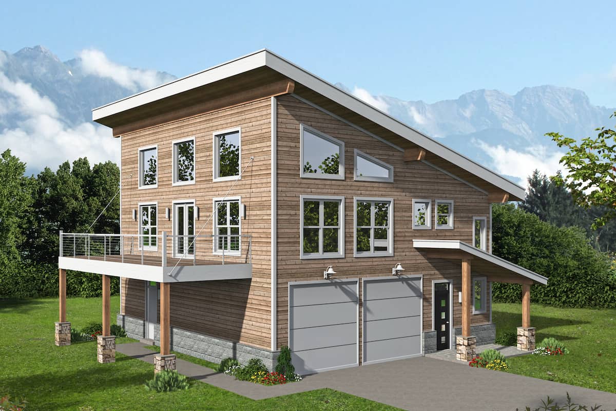 Contemporary House - 2 Bedrms, 2 Baths - 1727 Sq Ft - Plan #196-1216