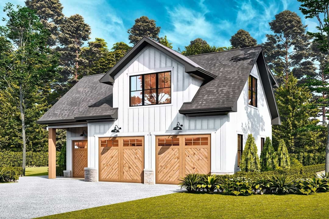 Garage w/Apartments with 2-Car, 1 Bedrm, 765 Sq Ft | Plan #198-1175