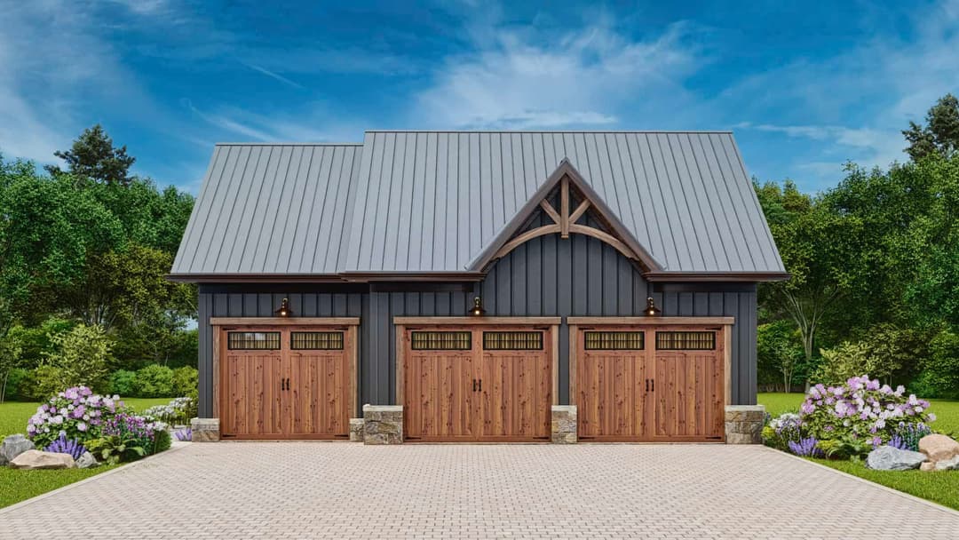 Garage w/Apartments with 3-Car, 1 Bedrm, 665 Sq Ft | Plan #198-1180