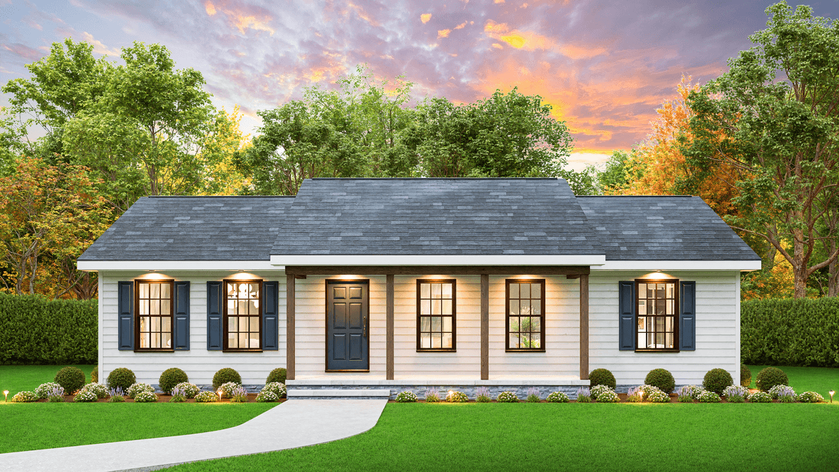 Ranch House Plan - 3 Bedrms, 2 Baths - 1152 Sq Ft - #198-1197