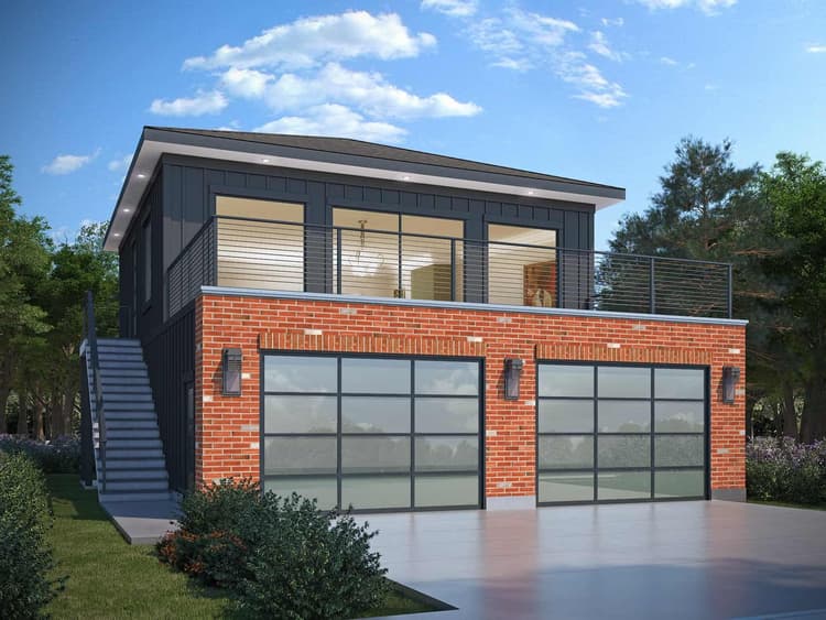 2-Car Garage + Workshop with a 975 Sq Ft Studio Above | Plan #208-1035