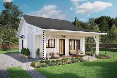 Farmhouse Home Plan - 1 Bedrms, 1 Baths - 672 Sq Ft - #211-1070