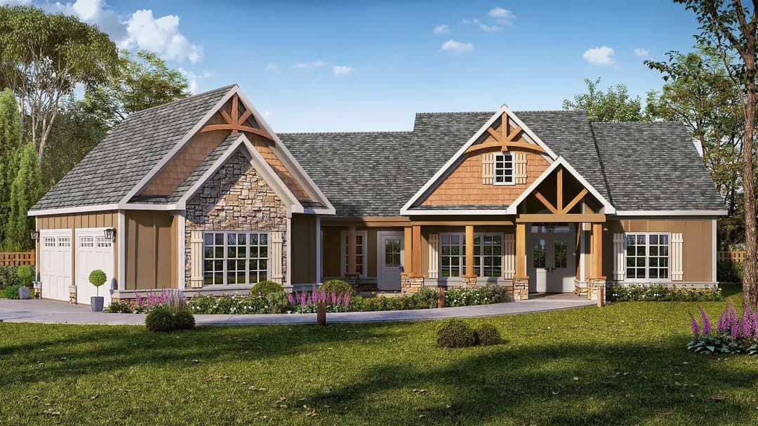 Craftsman House Plan - 3 Bedrms, 2 Baths - 2070 Sq Ft - #213-1014